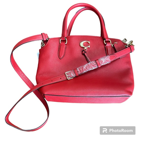 Coach | Bags | Coach 317 Remi Red Pebbled Leather Gold C Top Zip ...